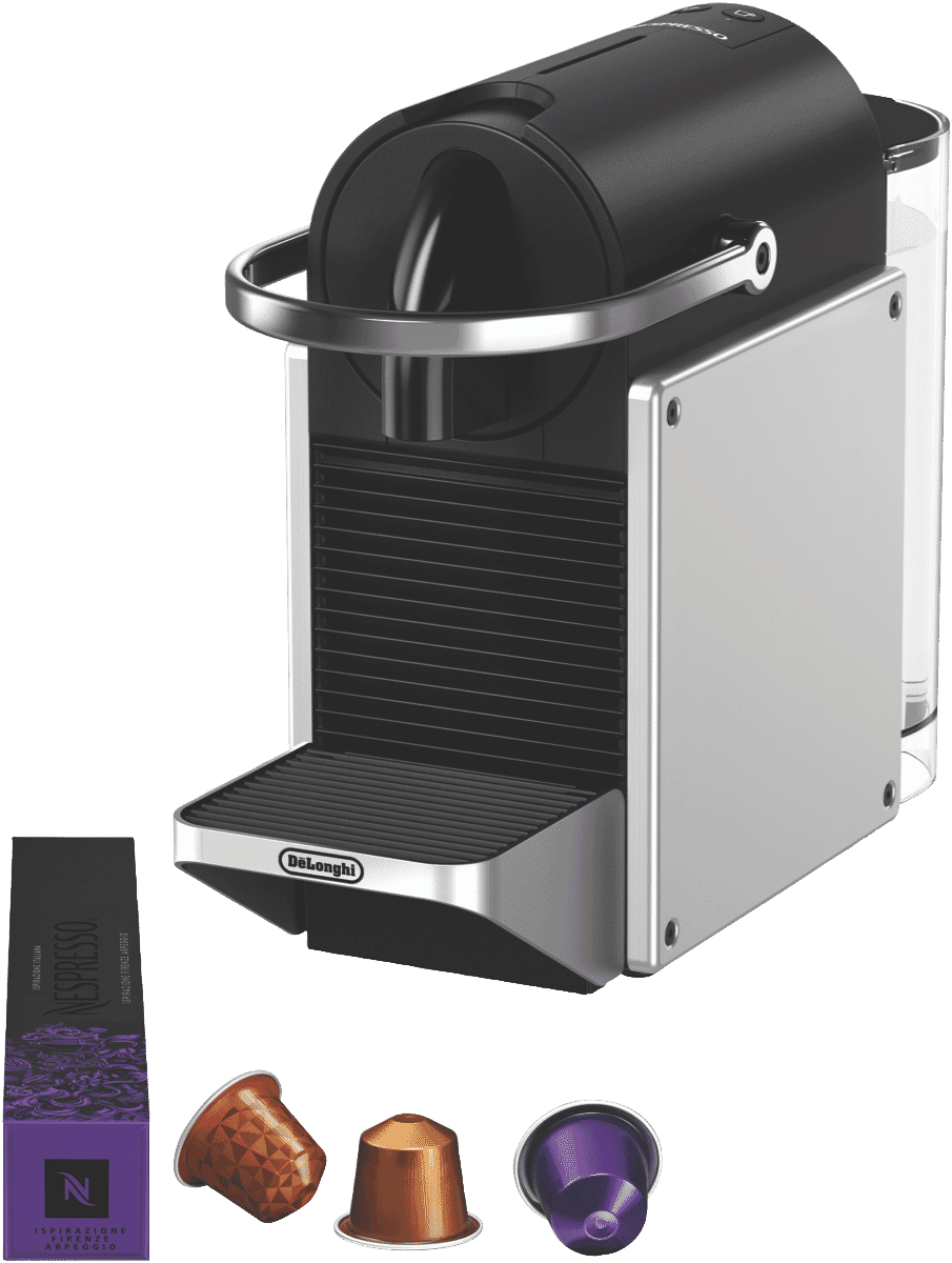Nespresso Pixie Capsule Coffee Machine Silver & Aeroccino 3 EN127SAE