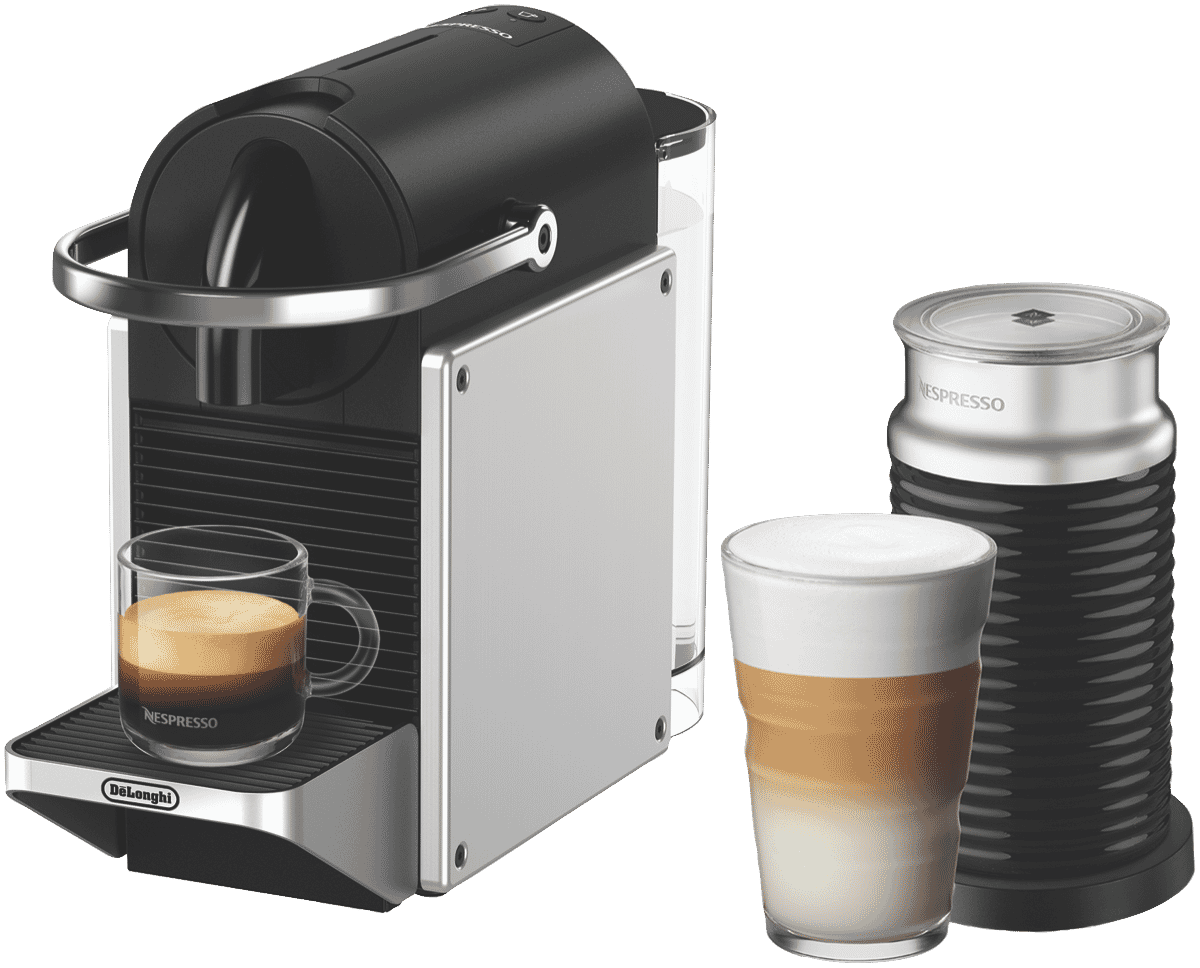Nespresso Pixie Capsule Coffee Machine Silver & Aeroccino 3 EN127SAE