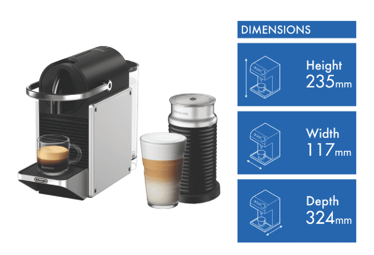 Nespresso Pixie Capsule Coffee Machine Silver & Aeroccino 3 EN127SAE