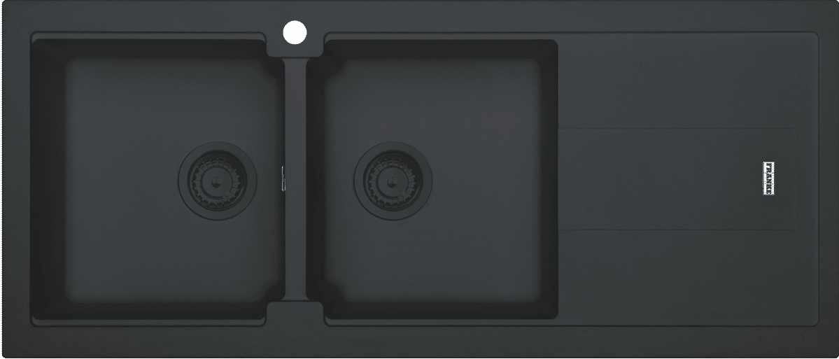 Franke Bali Double Bowl Sink with Right Hand Drainer - Matt Black ...