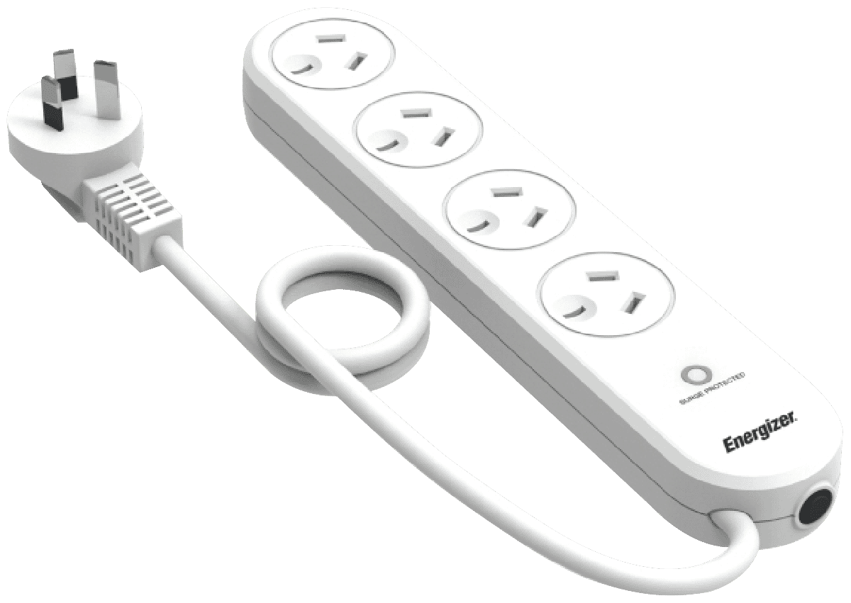 Energizer 4 Outlet Power Board with Surge Protection ET4OSPW