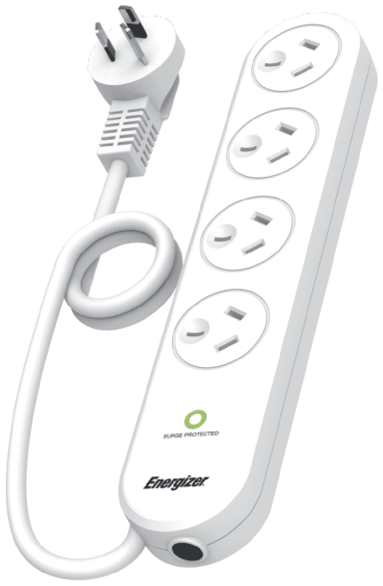 Energizer 4 Outlet Power Board with Surge Protection ET4OSPW