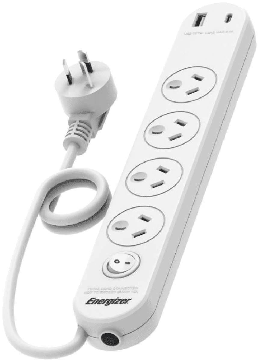 Energizer 4 Outlet Power Board with Surge Protection & 2 USB Ports ...