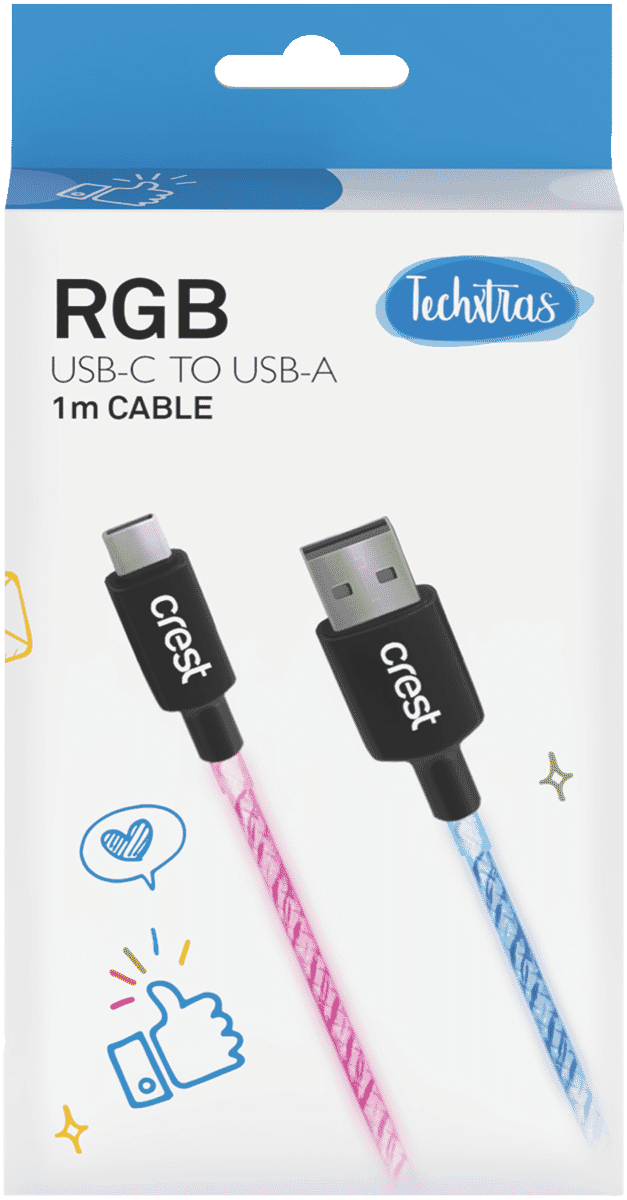 Techxtras USB-A to USB-C Glowing Cable (1m) MBM12031