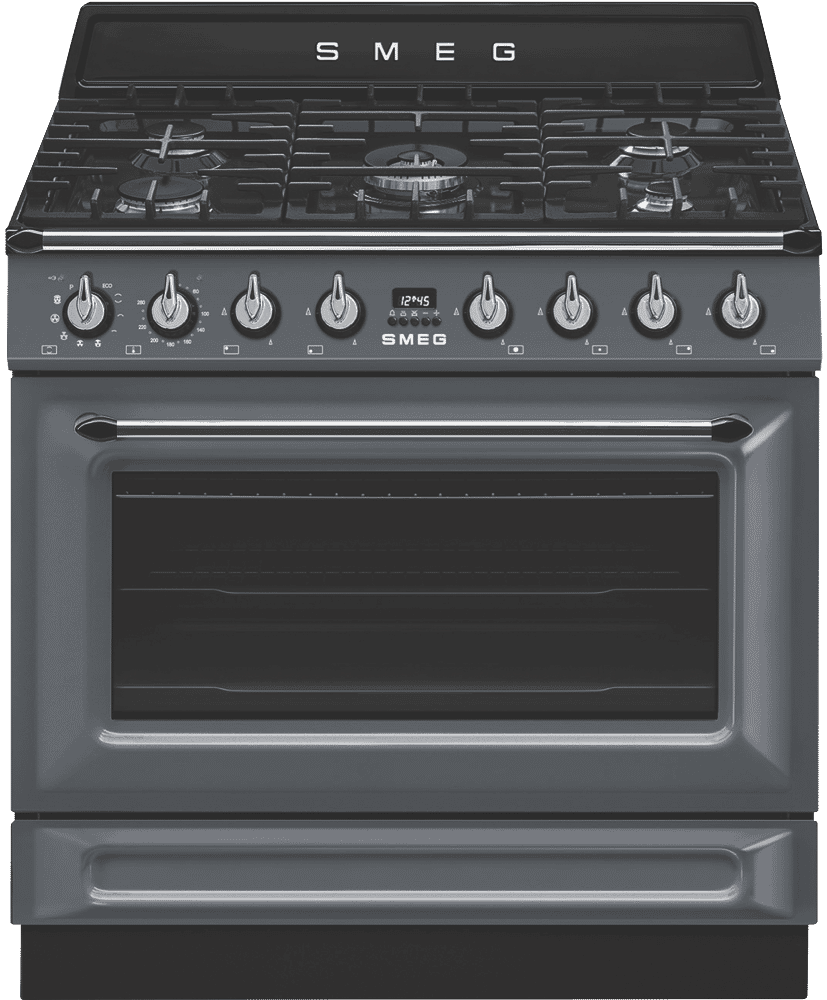 Smeg 90cm Victoria Dual Fuel Pyrolytic Freestanding Cooker Slate Grey ...