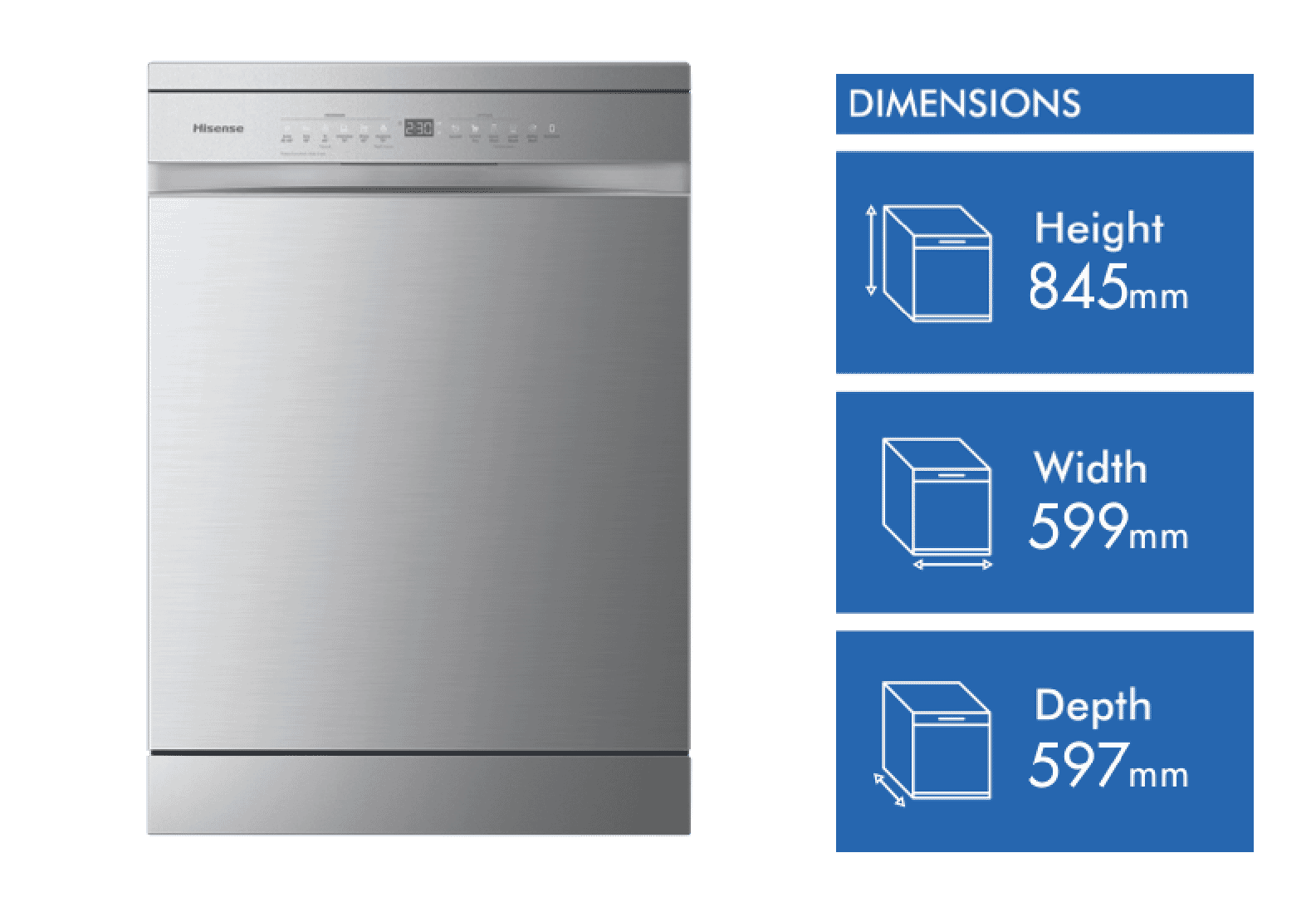 Hisense Freestanding Dishwasher Stainless Steel HSAA16FS