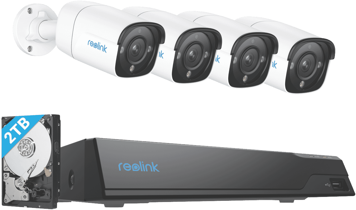 Reolink 8-Channel x 4 Bullet Cameras 2TB NVR Security Camera System ...