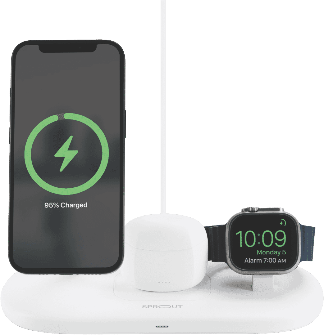 Sprout QI2 3-IN-1 Wireless Charger White 100253459